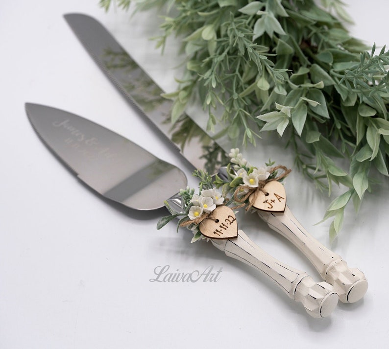 Rustic Wedding Cake Server Set & Knife Cake Cutting Set - Etsy
