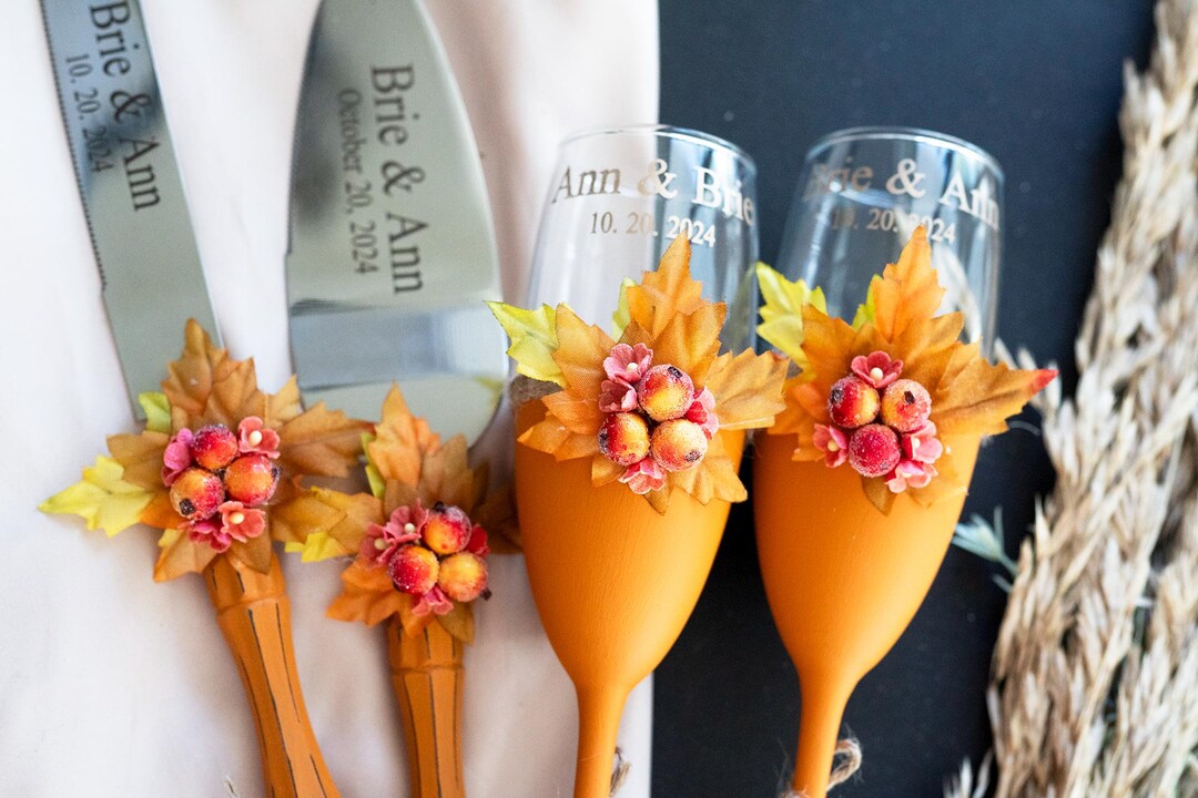 Fall Wedding Cake Cutting Set Wedding Cake Knife Set Wedding Cake ...