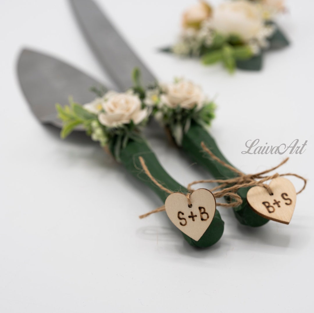Rustic Wedding Cake Server Set & Knife Cake Cutting Set Wedding Cake ...