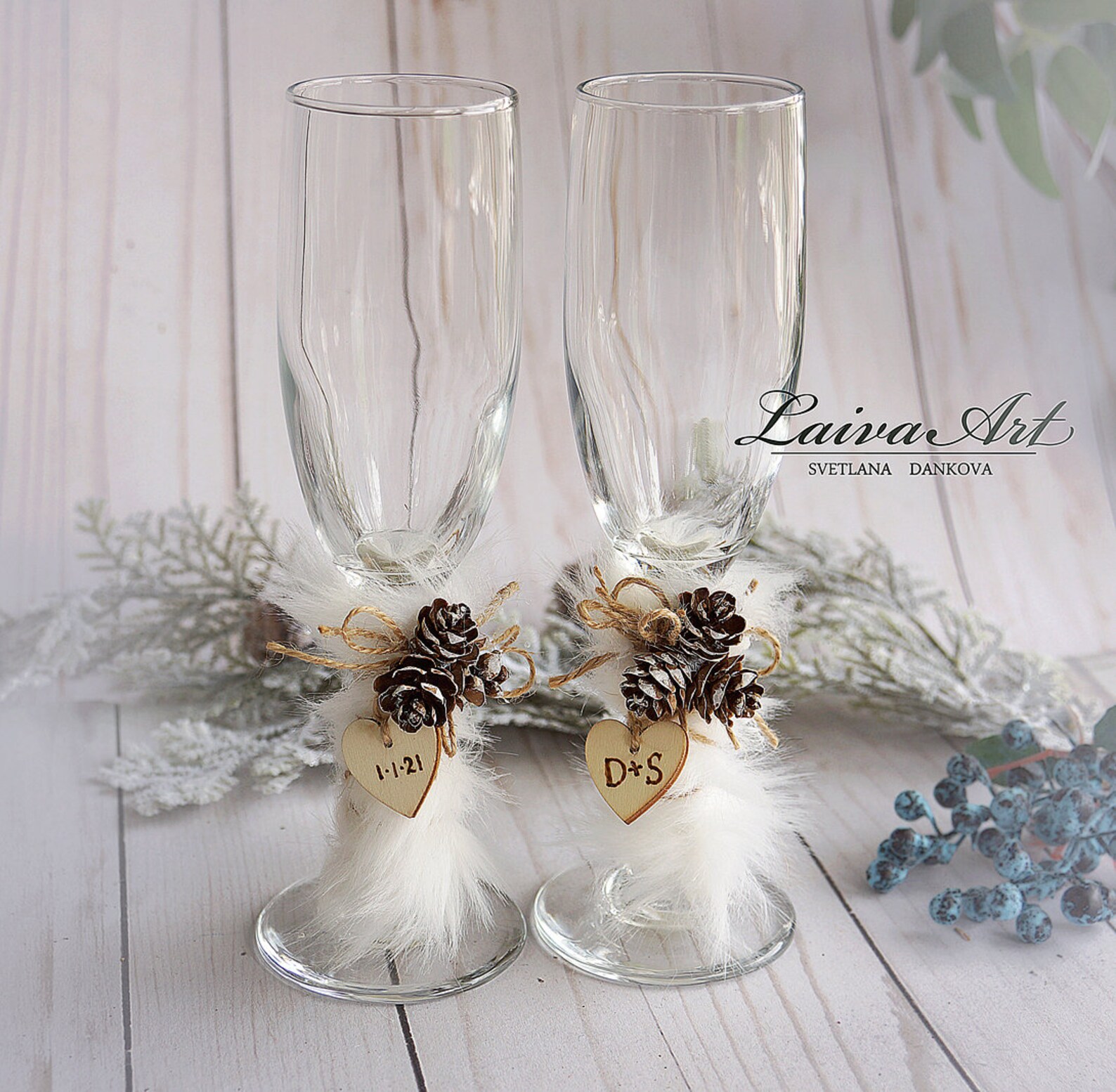 Rustic Wedding Glasses Winter Wedding Personalized Wedding | Etsy