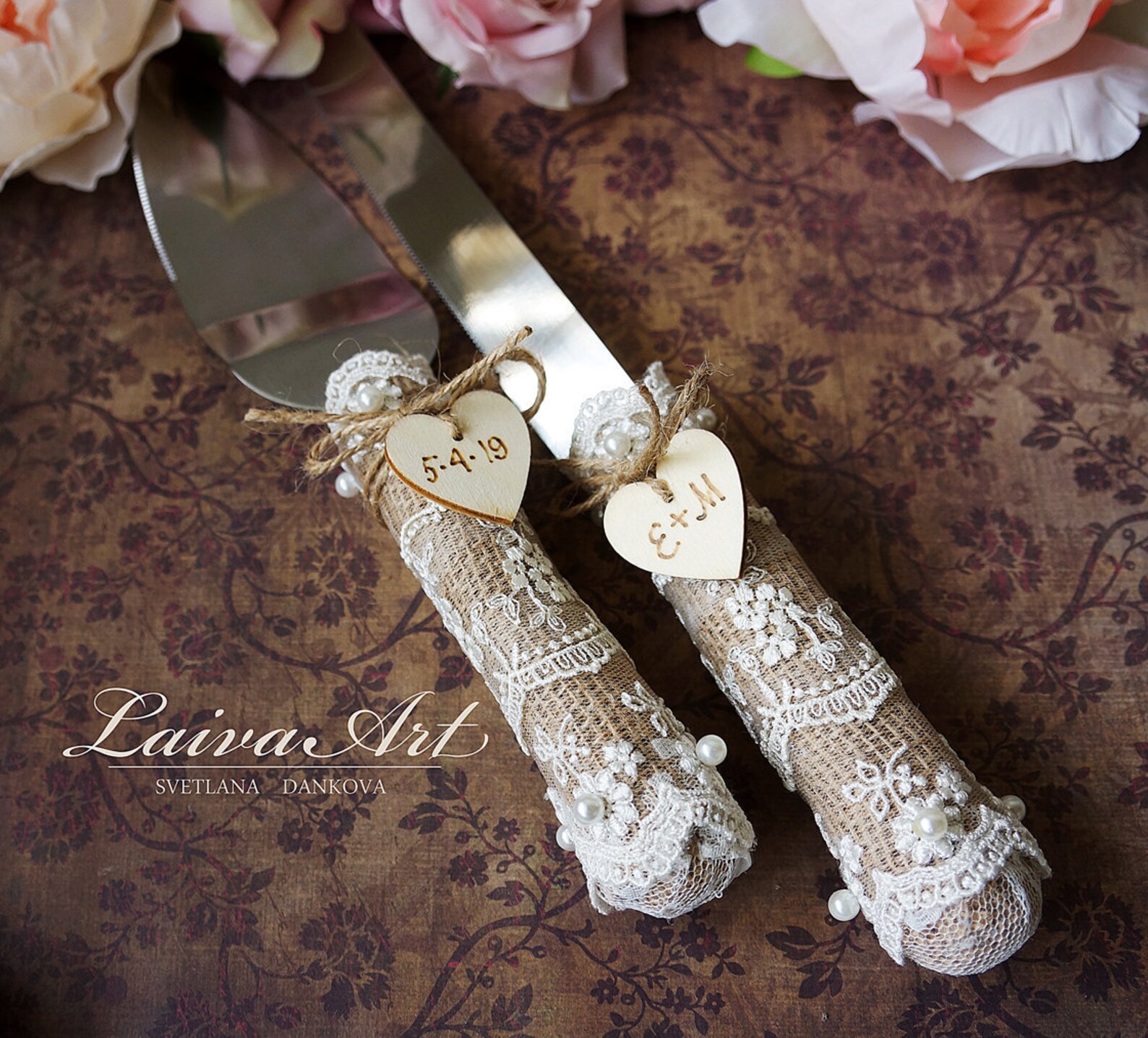 Rustic Wedding Cake Server Set & Knife Rustic Wedding Cake - Etsy