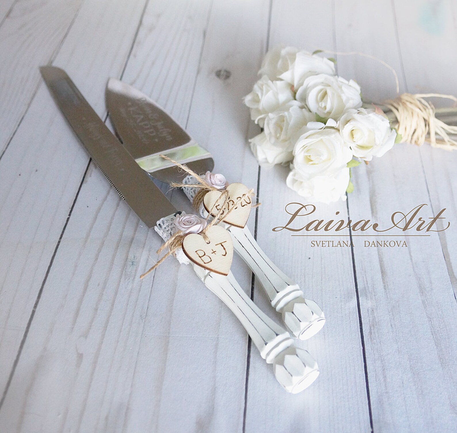 Rustic Wedding Cake Server Set & Knife Cake Cutting Set - Etsy