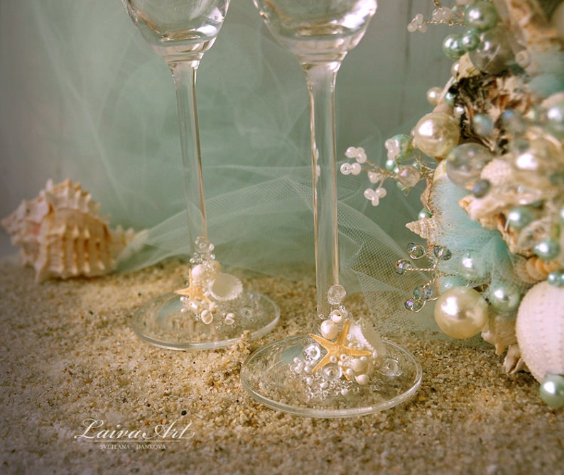 Personalized Beach Wedding Glasses Wedding Champagne Glasses Etsy