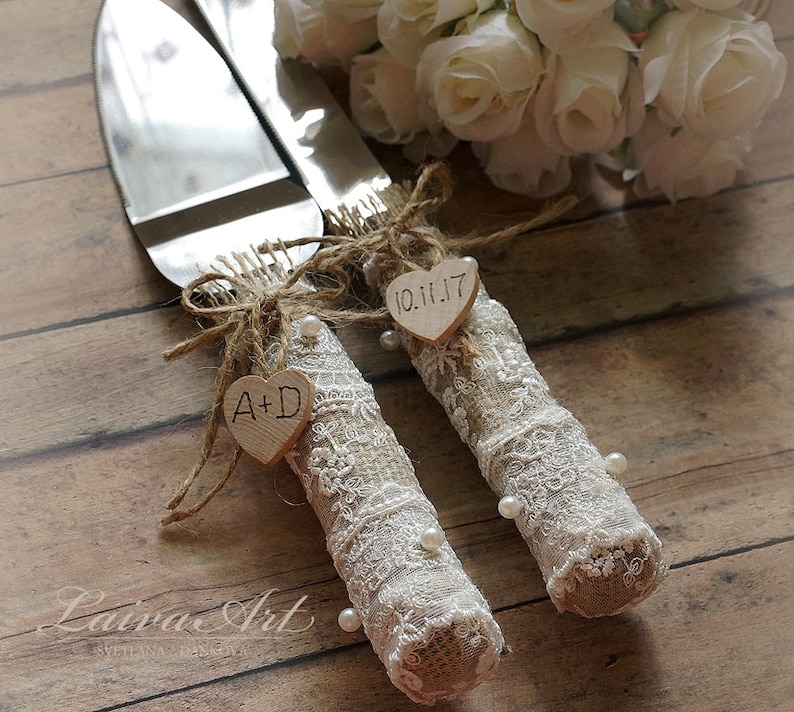 Rustic Wedding Cake Server Set & Knife Rustic Wedding Cake - Etsy