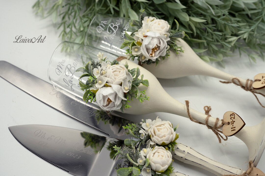 Wedding Glasses Boho Wedding Champagne Flutes Wedding Toasting Flutes ...