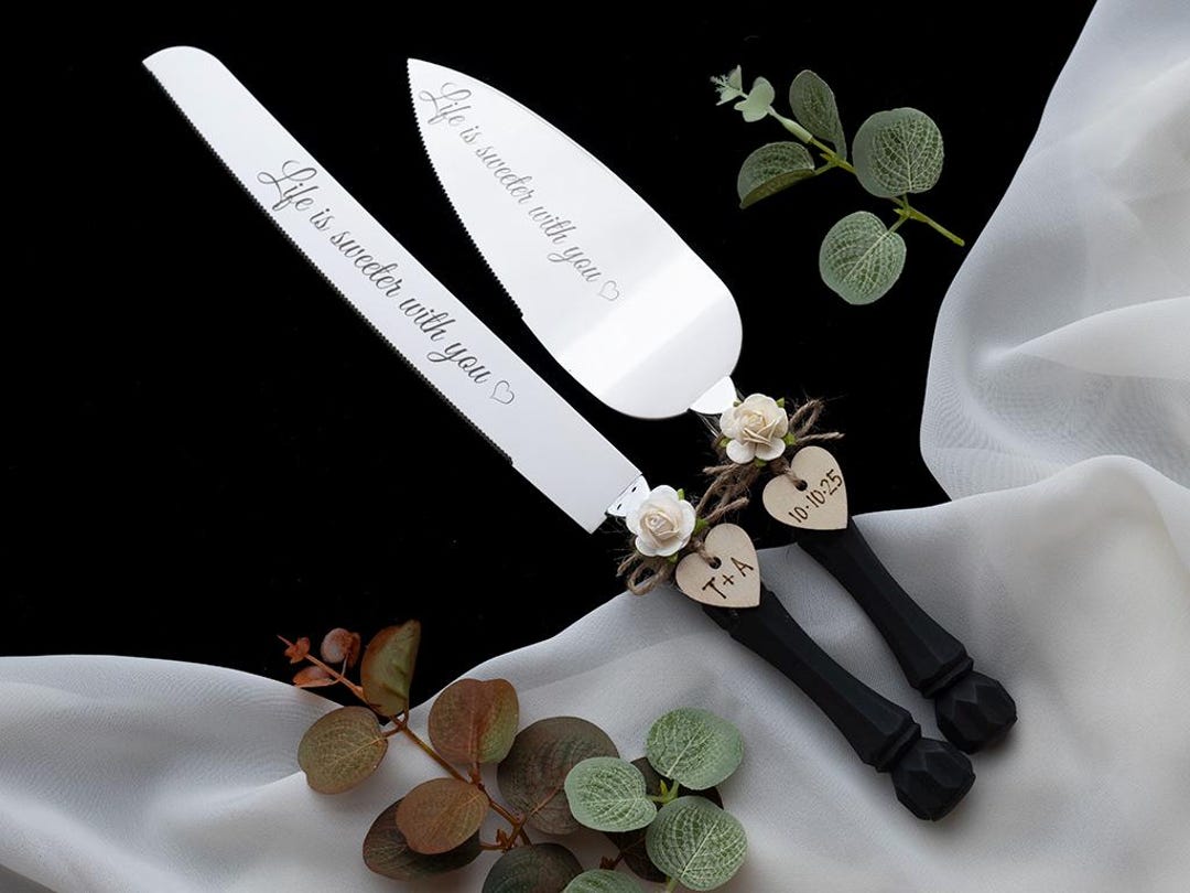 Personalized Wedding Cake Server Set & Knife Cake Cutting Set Wedding ...