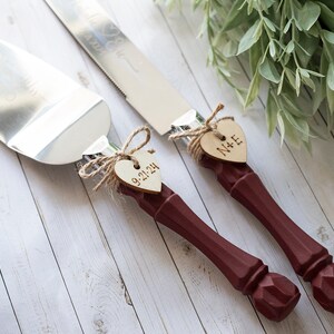 Maroon Cake Server Marsala Cutting Set Maroon Wedding Cake Knife Set ...
