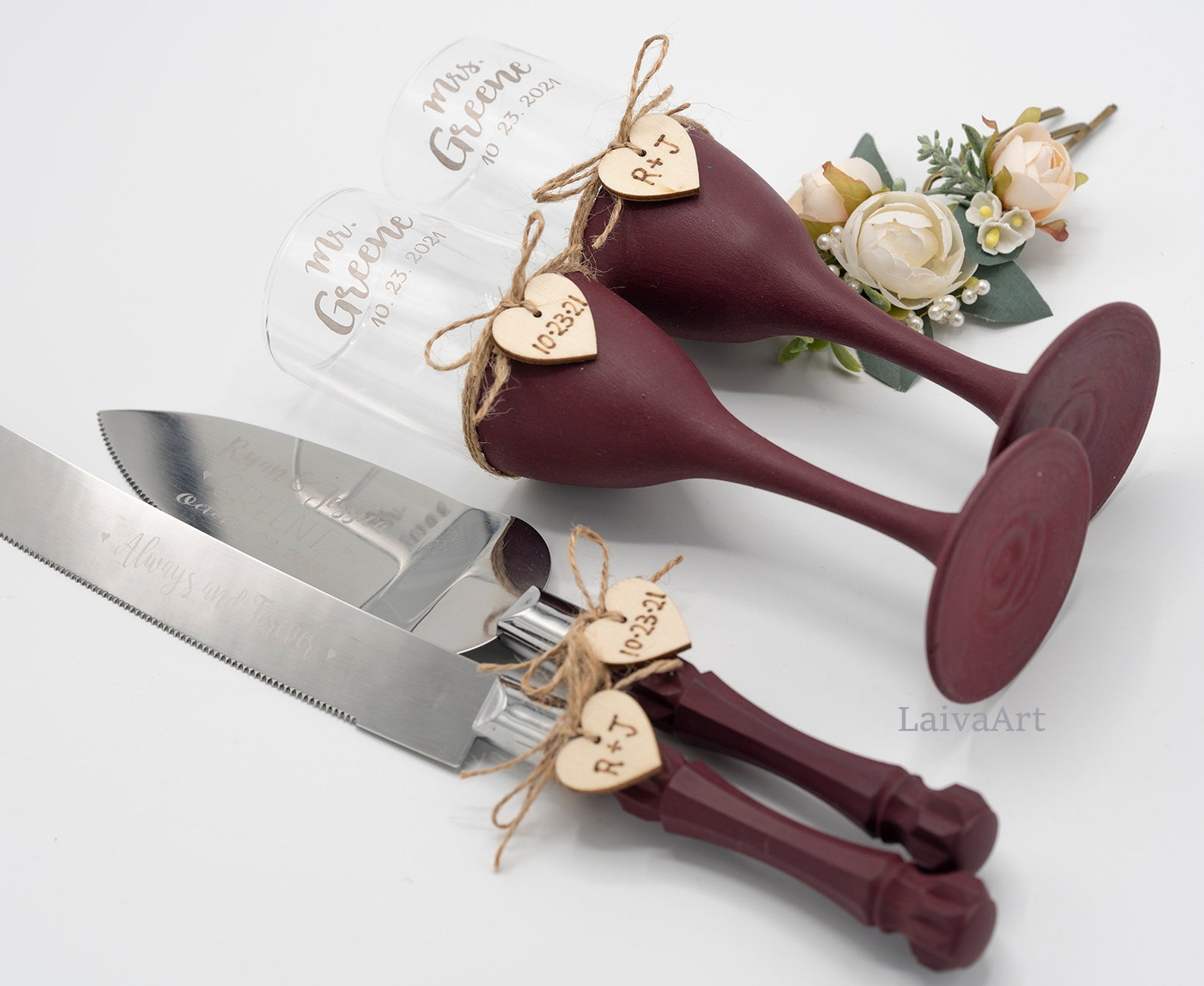 Maroon Cake Server Marsala Cutting Set Maroon Wedding Cake - Etsy