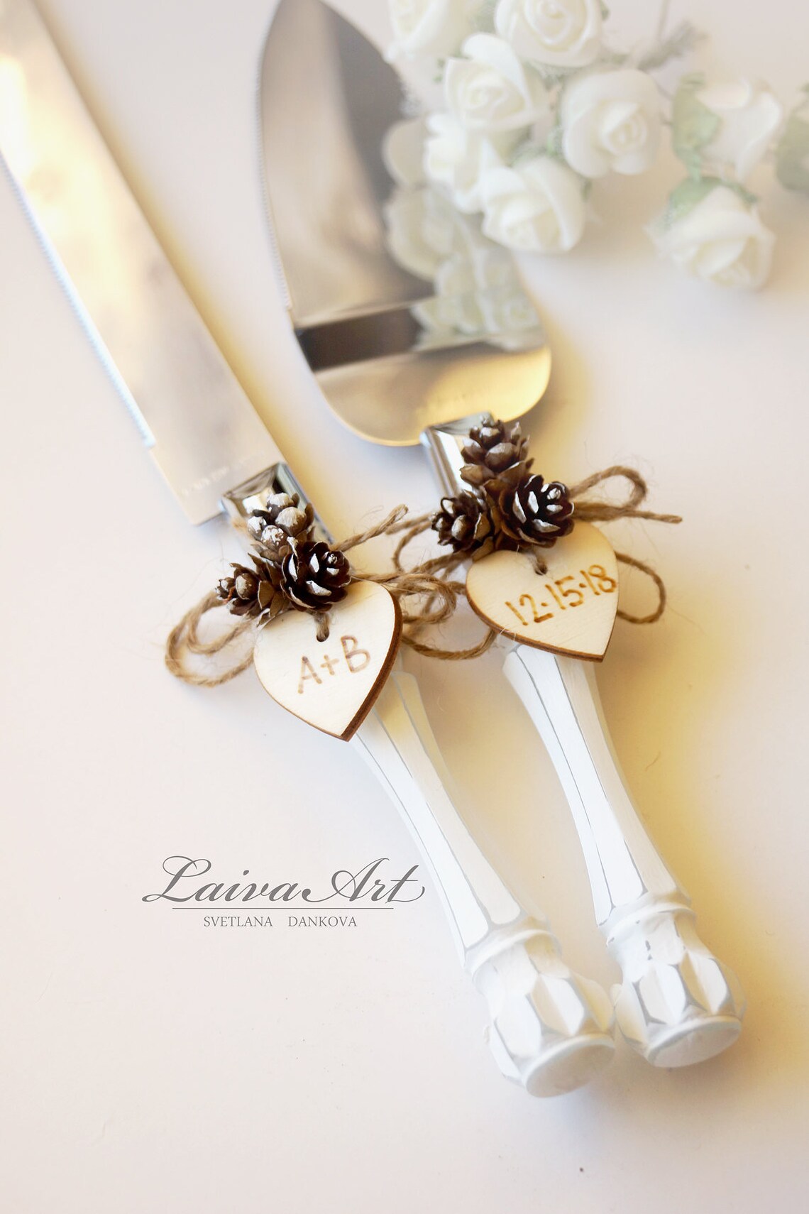 Rustic Wedding Cake Server and Knife Set Maroon Cake Cutter | Etsy