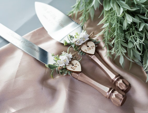 Champagne Wedding Cake Server Set Knife Wedding Serving Set Cake Cutting Set Wedding Cake Servers Cake Cutter Cake Decoration Etsy