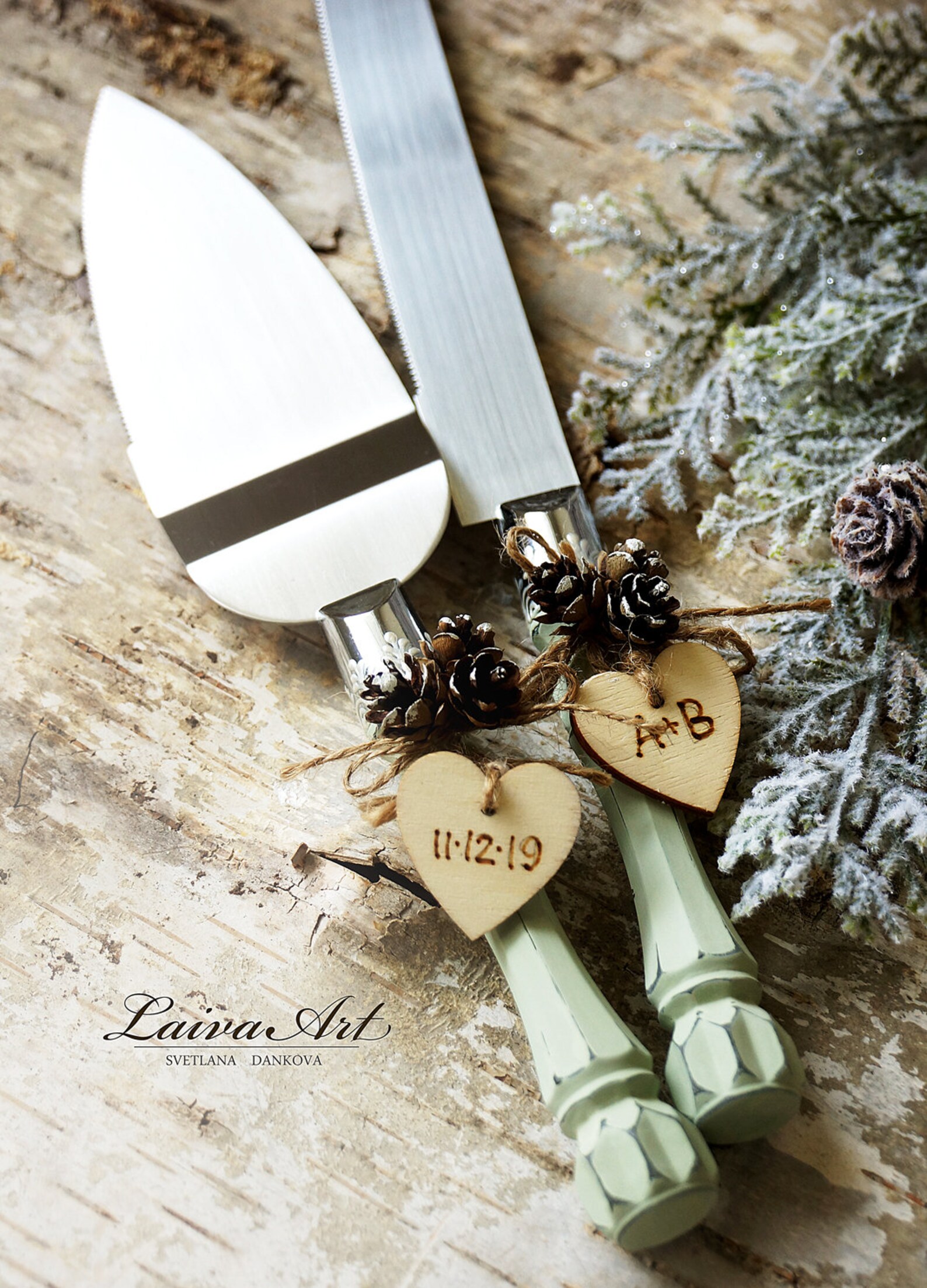 Rustic Wedding Cake Server and Knife Set Maroon Cake Cutter - Etsy