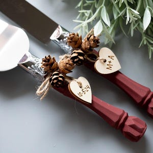 Maroon Wedding Cake Server Set & Knife Cake Cutting Set Wedding Cake ...