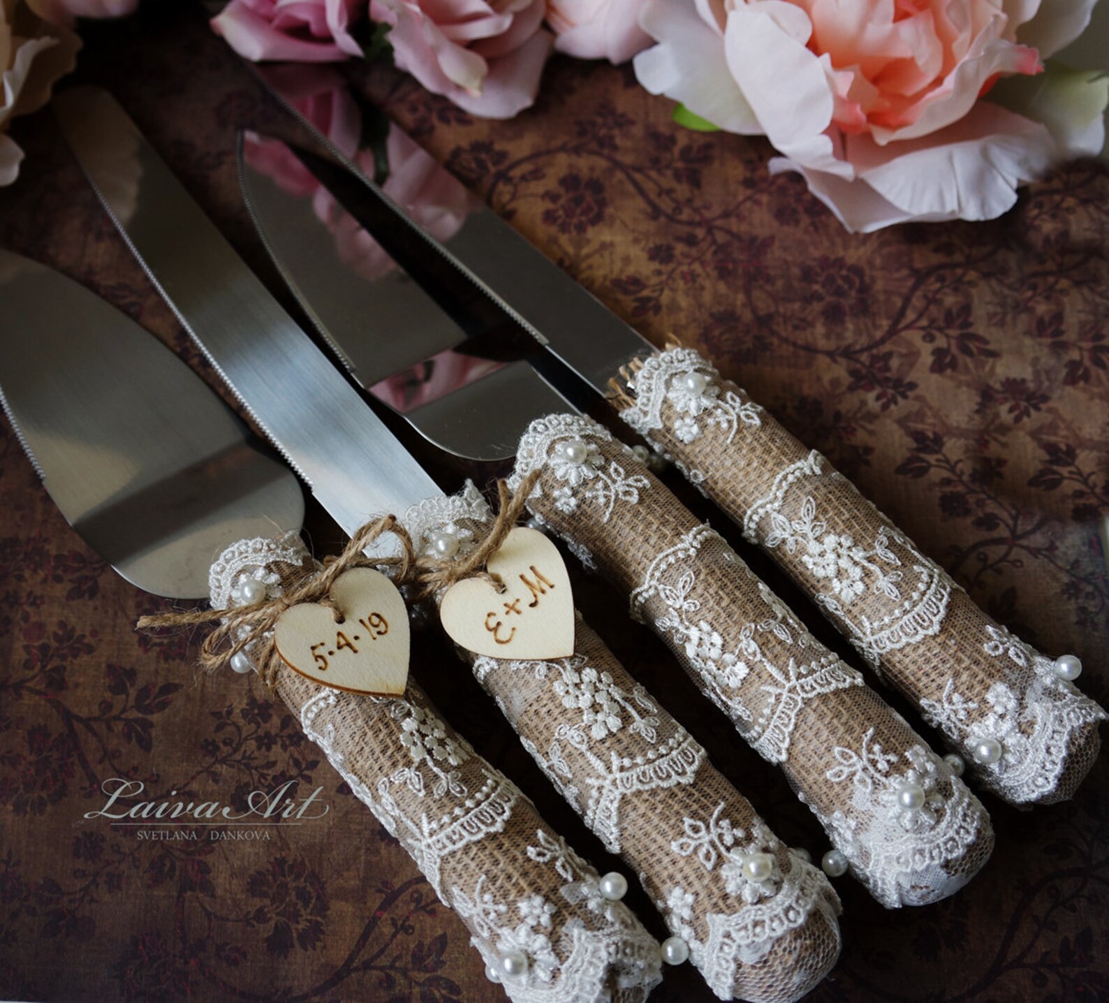 Rustic Wedding Cake Server Set & Knife Rustic Wedding Cake - Etsy