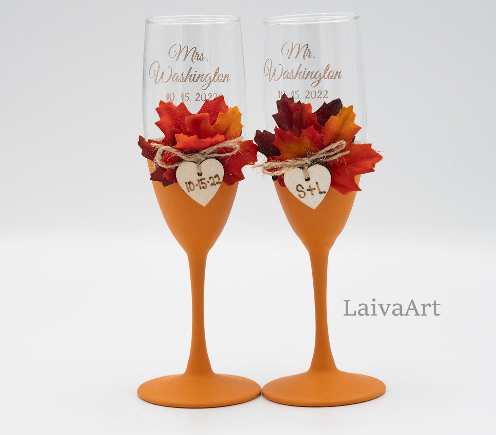 Fall Wedding Champagne Flutes Fall Wedding Toasting Flutes - Etsy