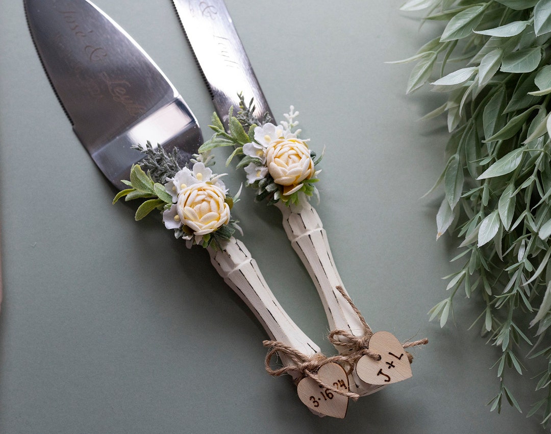 Rustic Wedding Cake Server Set & Knife Cake Cutting Set Wedding Cake ...