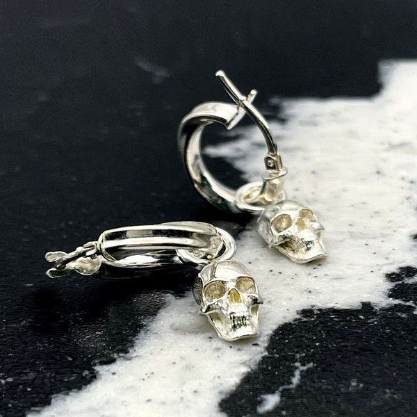 Skull Hoop Earrings - Etsy