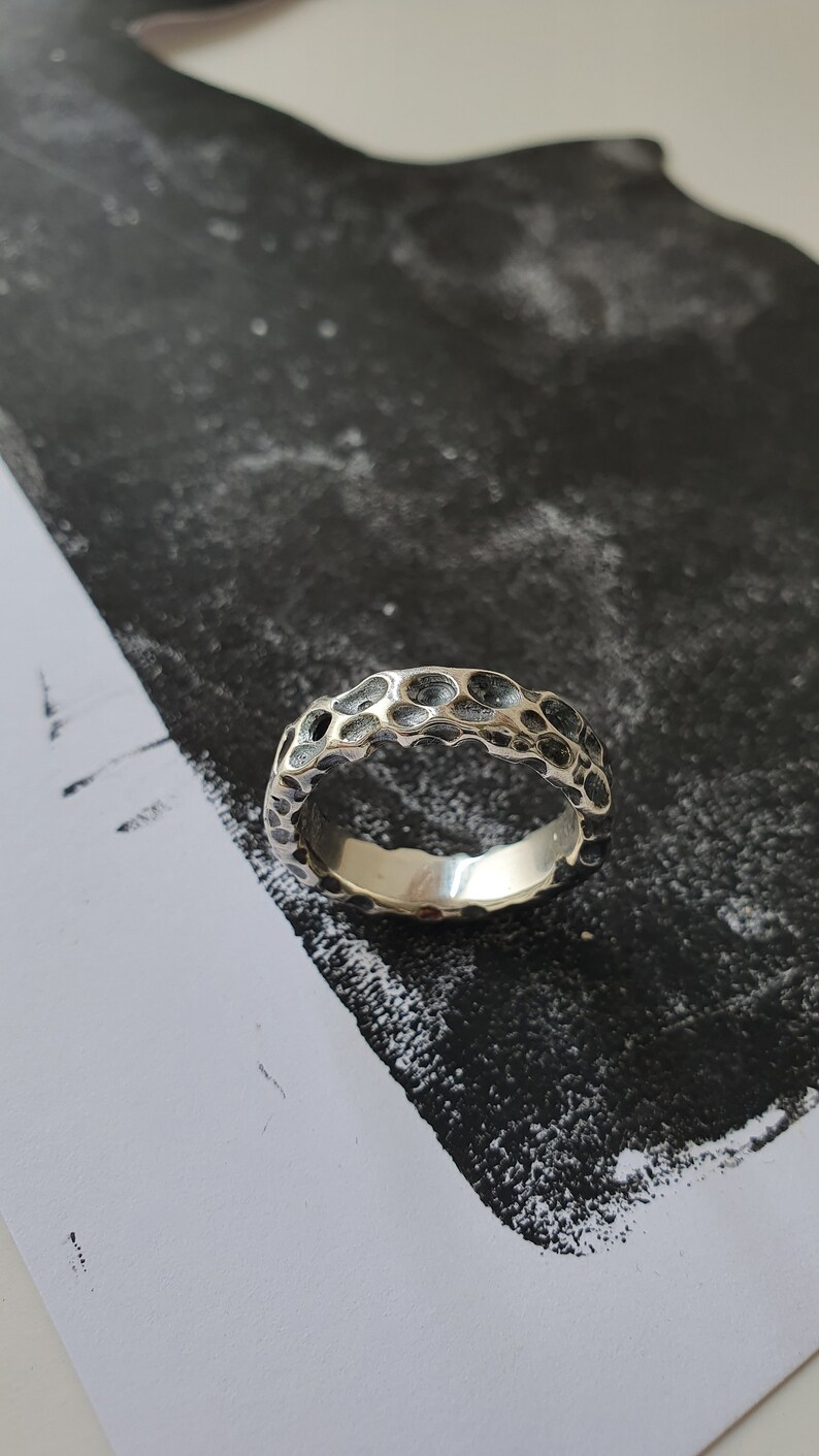 Rustic Wedding Band Men's Statement Silver Ring Size 6 - Etsy