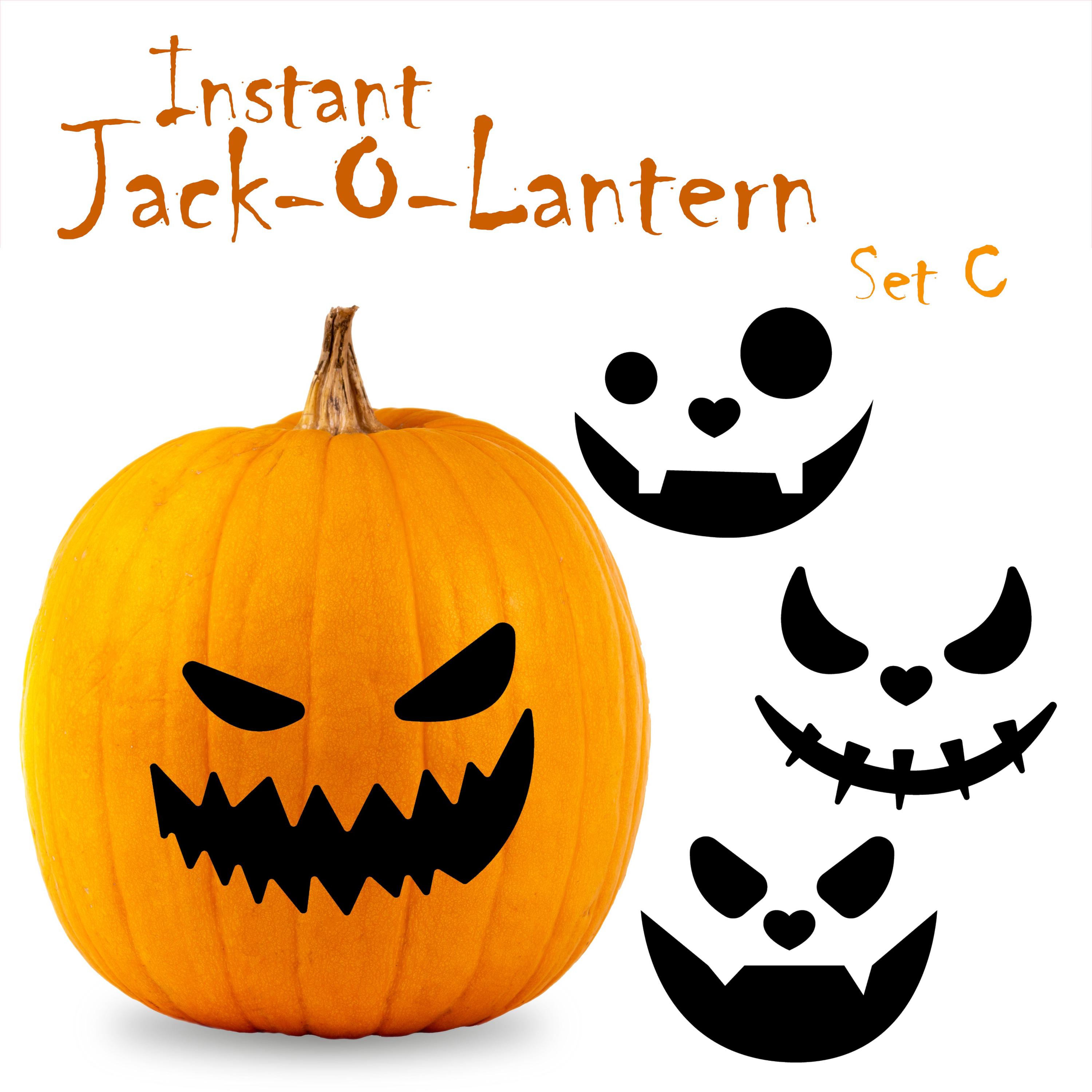 Halloween Pumpkin Carving Stencil | Jack O'lantern Face Decals - Etsy