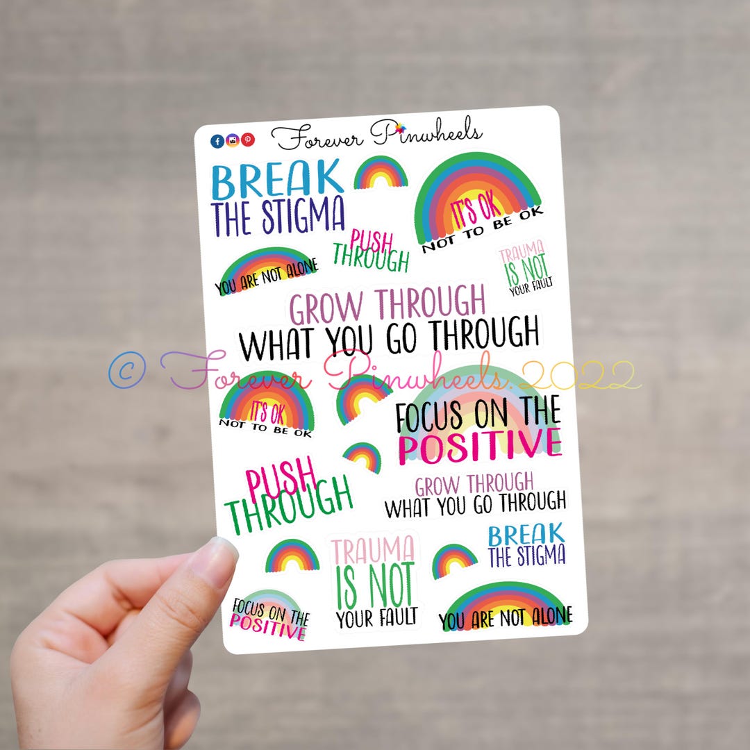 Rainbow Mental Health Sticker Sheet for Planner, Notebook, Phone ...