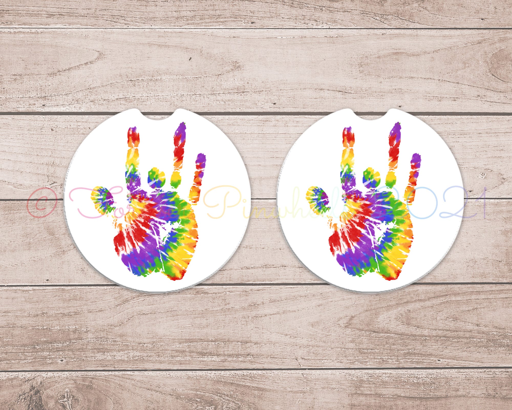 Jerry Garcia Tie Dye Handprint on Round Car Coasters set of | Etsy