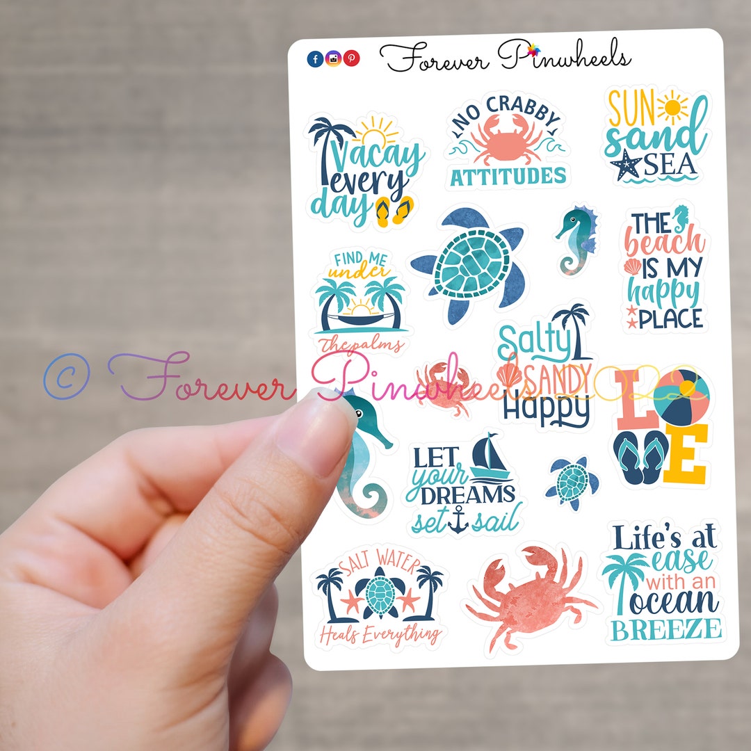 Beach Themed Sticker Sheet - Etsy
