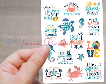 Ocean Sunset Sticker, Beach Sticker Pack, Make Waves Decal, Retro ...