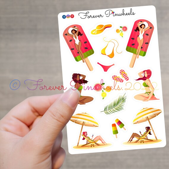 Beach Girl Themed Sticker Sheet - Etsy