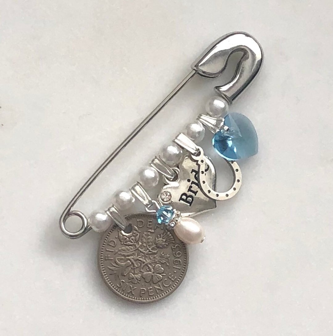 Bridal Pin, Something Old, Something Blue, Lucky Sixpence, Bridal Gift ...