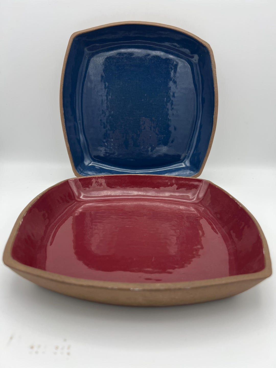 Bret Bortner Design USA Wabi Sabi Terra Cotta Burgundy and Blue Tray - Etsy