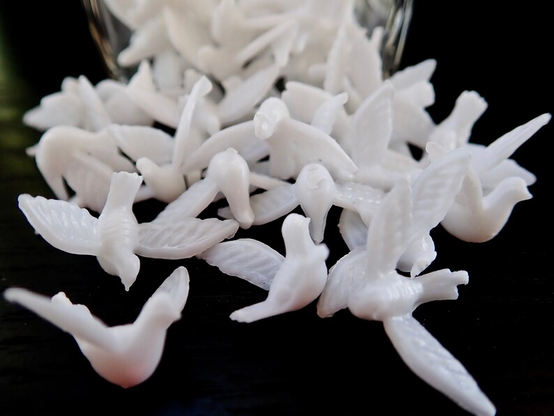 Miniature White Plastic Doves Tiny and Perfect for Wedding | Etsy