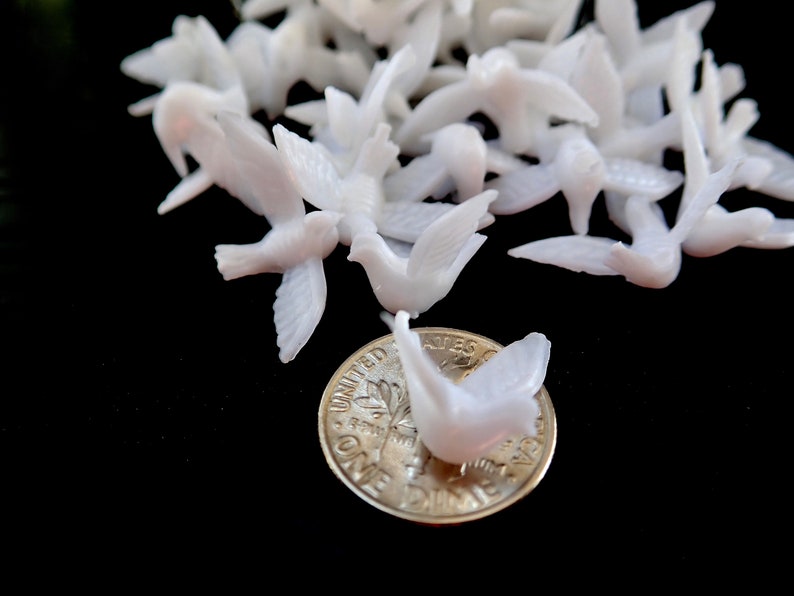 Miniature White Plastic Doves Tiny and perfect for Wedding | Etsy
