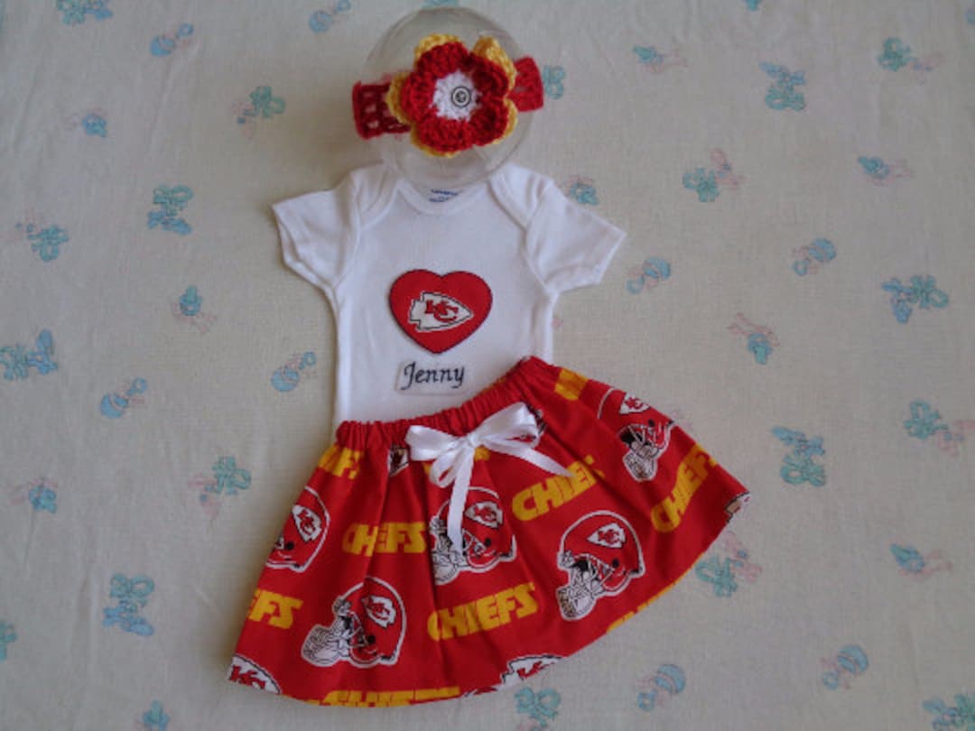 Kansas City Chiefs Personalized Baby Girl Onesie, Skirt and Headband - Etsy