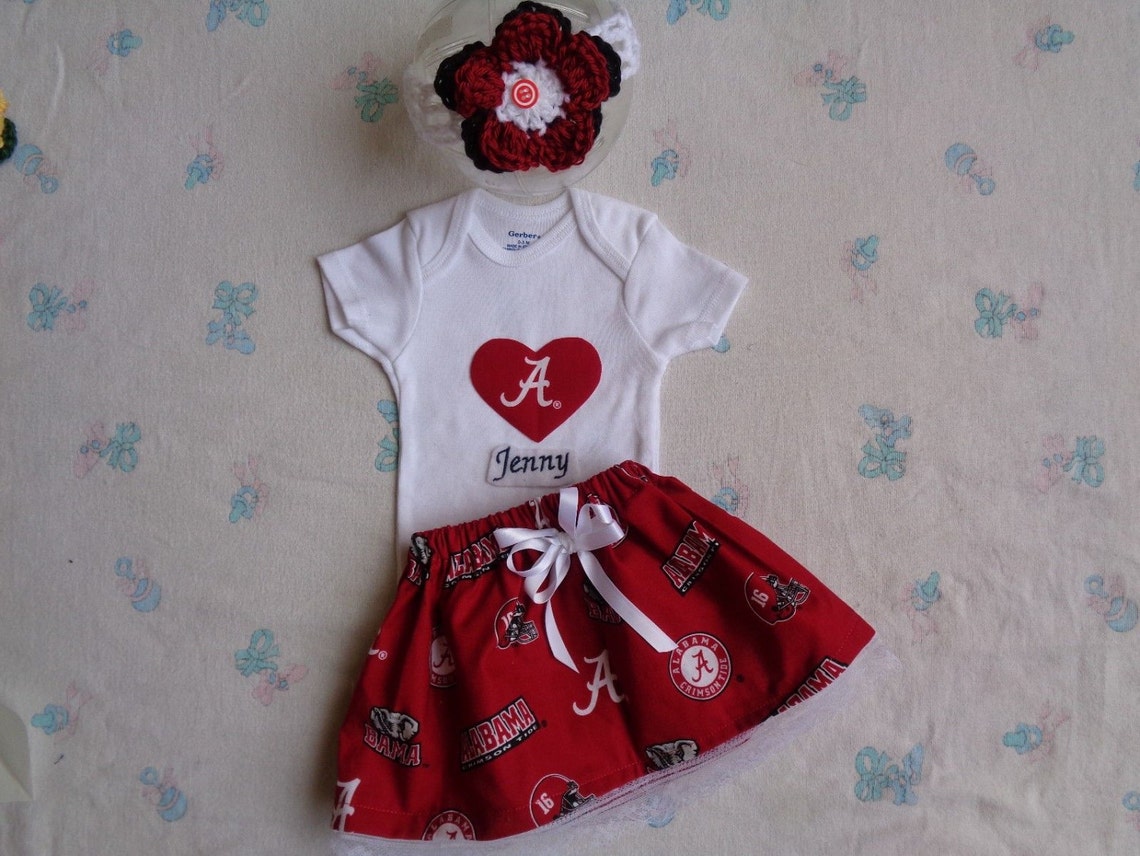 Alabama Crimson Tide Personalized Baby Girl Onesie Skirt and - Etsy