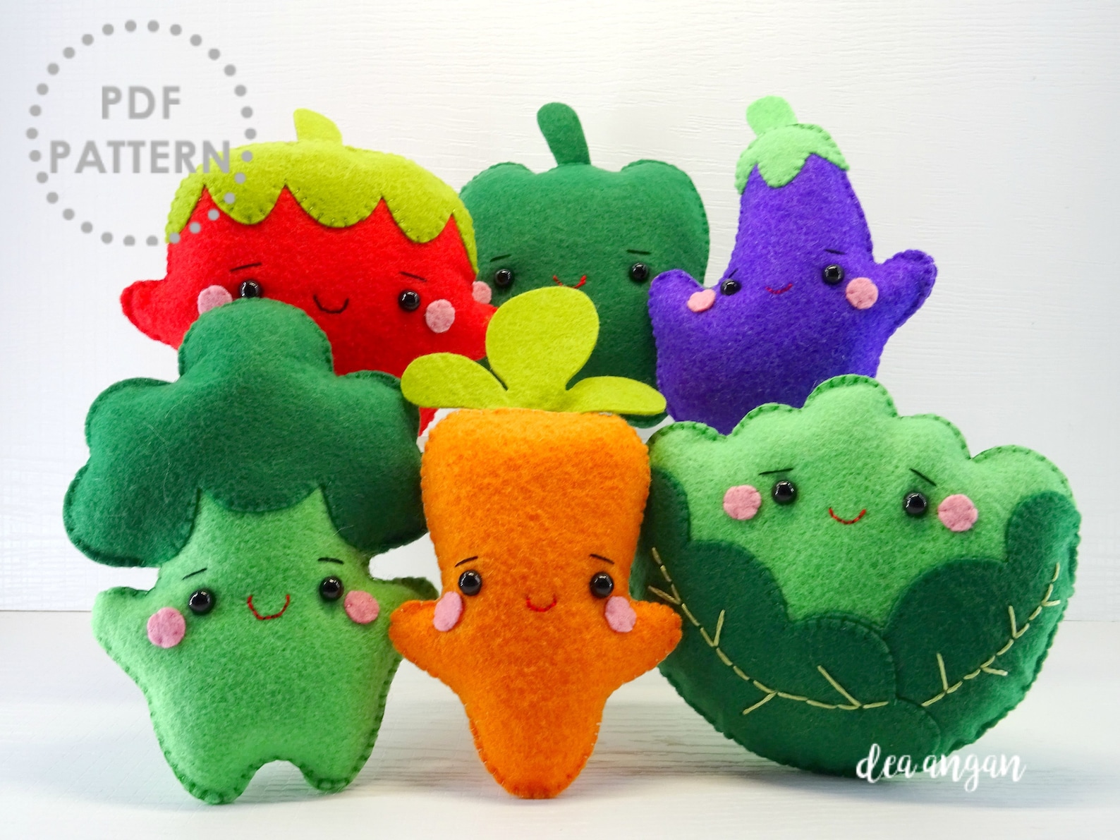 PDF Pattern: Kawaii Felt Vegetables Set. Play Food. Felt Food. | Etsy
