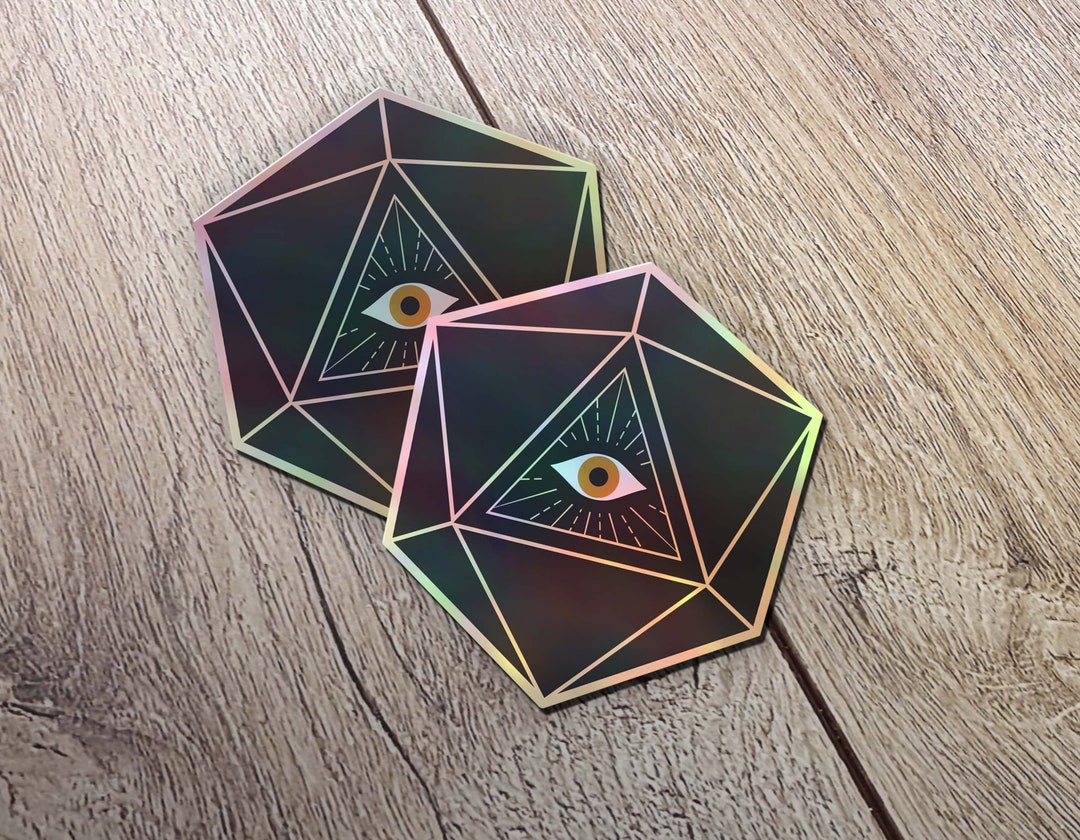 D20 All-seeing Eye Dice Holographic Sticker | Black and Gold | Dungeons ...