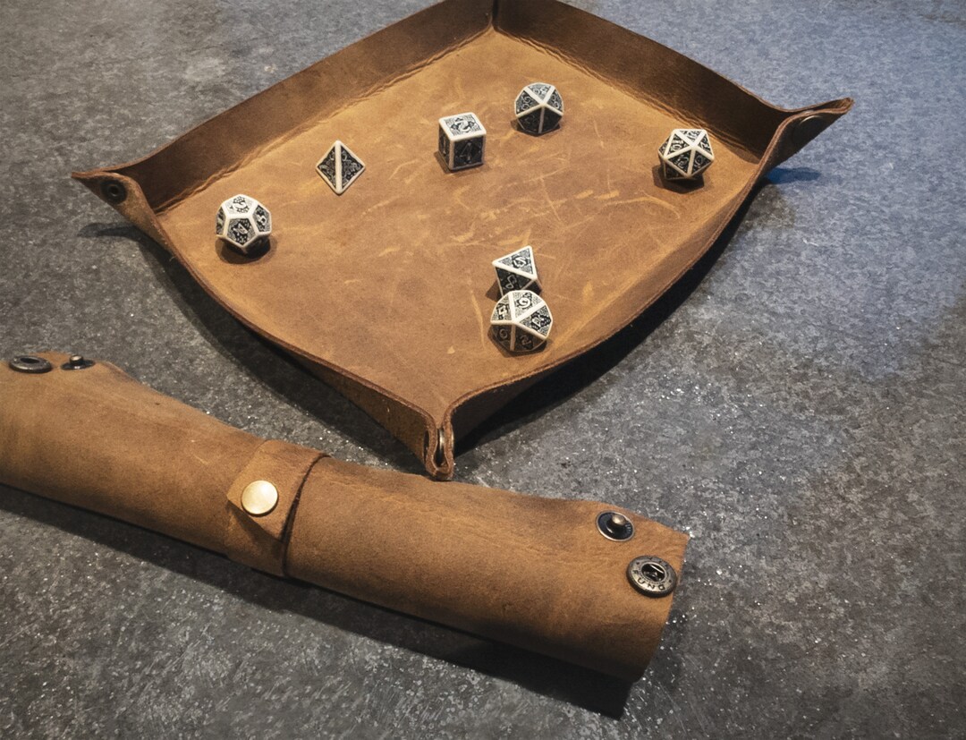 Battle-scarred Leather 8x10 Dice Tray | Premium Grunge Leather Rolling ...