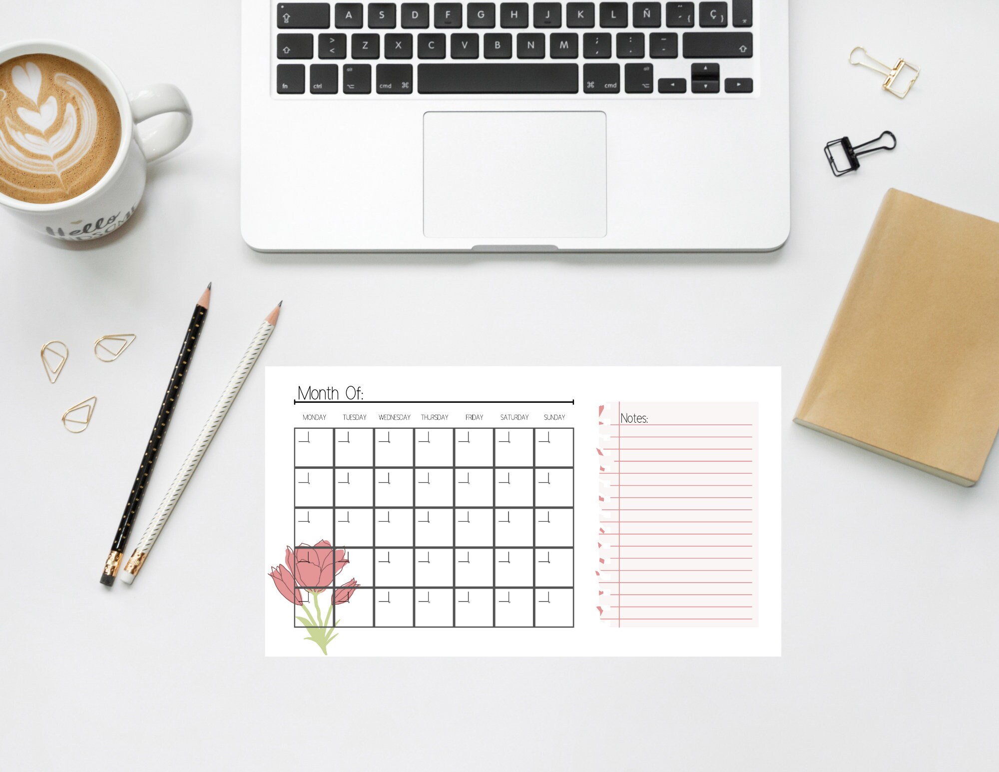 Druckbarer Monatskalender | Digitaler Download | Drei verschiedene ...