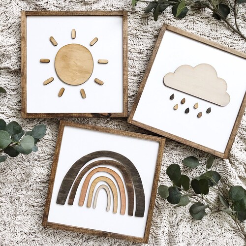 Nursery Signs Sun Sign Rain Cloud Sign Rainbow Sign - Etsy