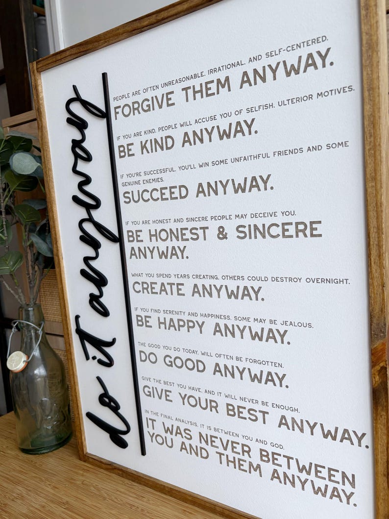 Do It Anyways Sign – Motivational Wall Art for Office, Entryway, or ...