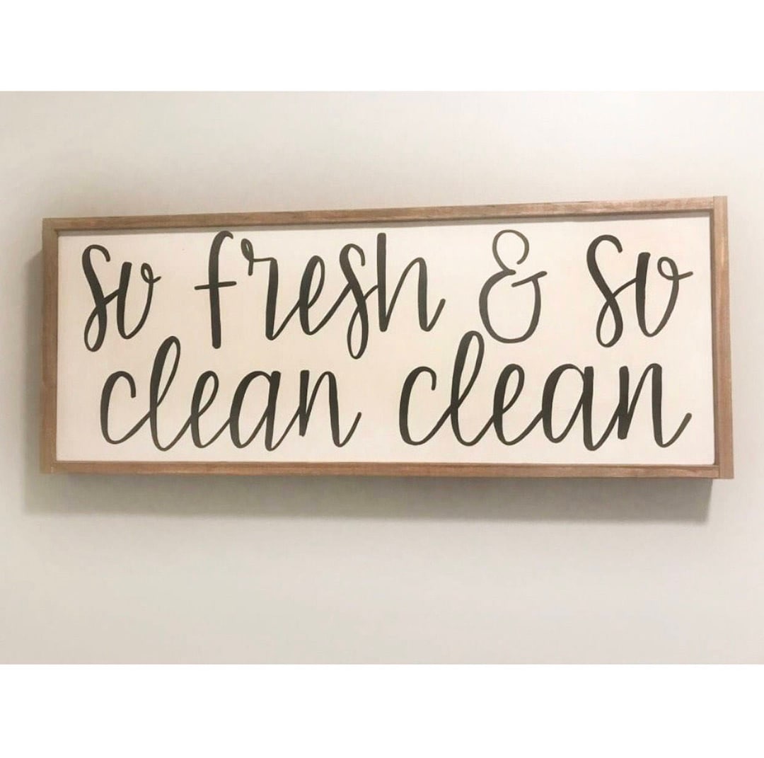 So Fresh and so Clean Clean - Bathroom Sign - Laundry Sign - Wood Sign ...
