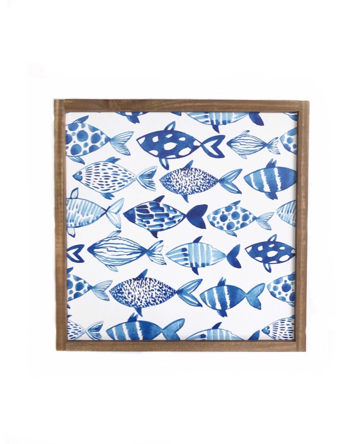 Fish print - fish - nautical - under the sea - blue fish - wood sign