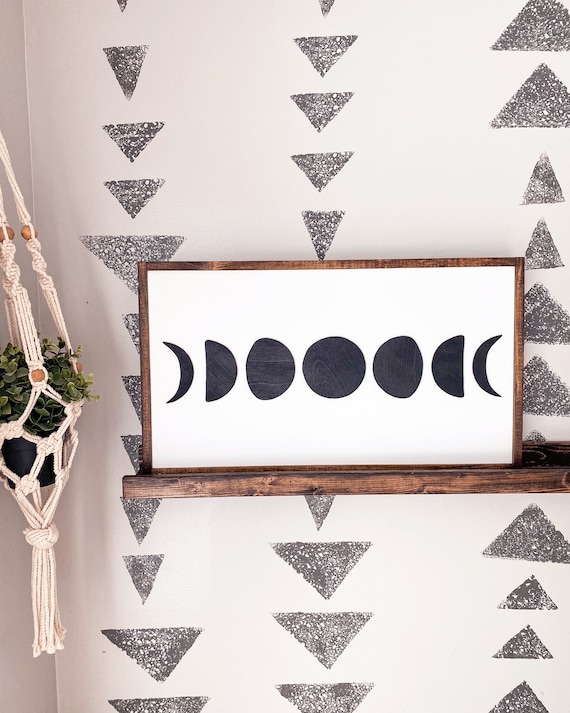 Moon phases sign moon sign 3D sign wood sign boys room | Etsy