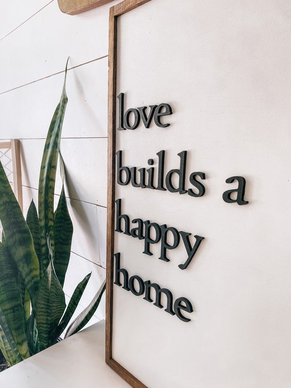 Love Builds a Happy Home Wooden Sign Laser Cut Sign 3D - Etsy