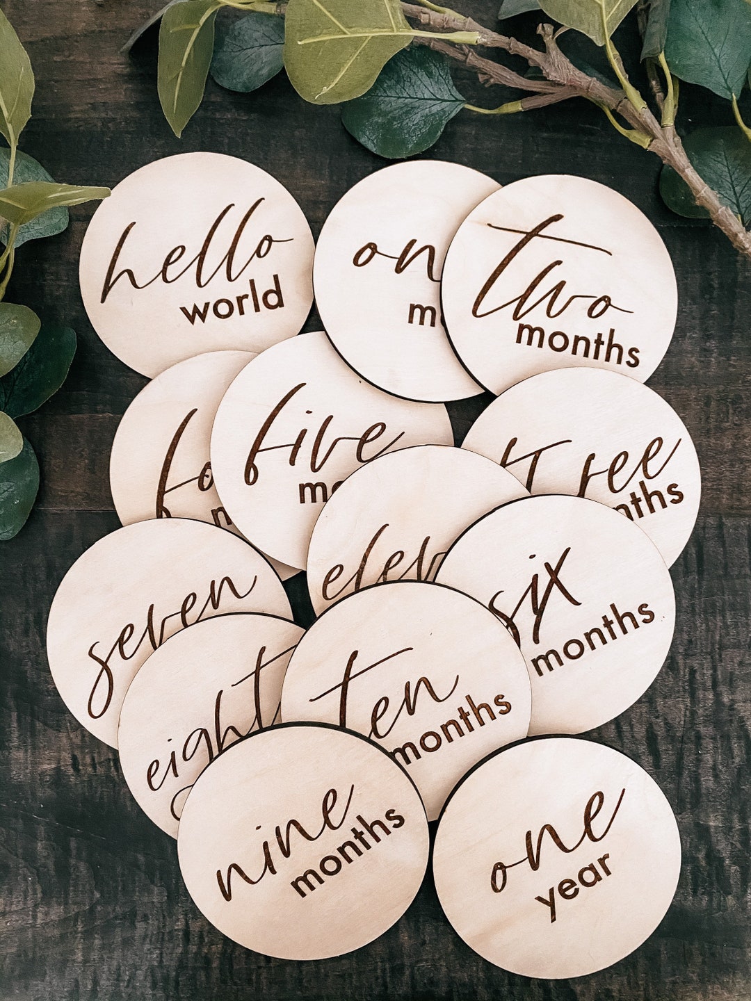 Baby Milestone Rounds - Monthly Milestones - Baby Birth Announcement ...