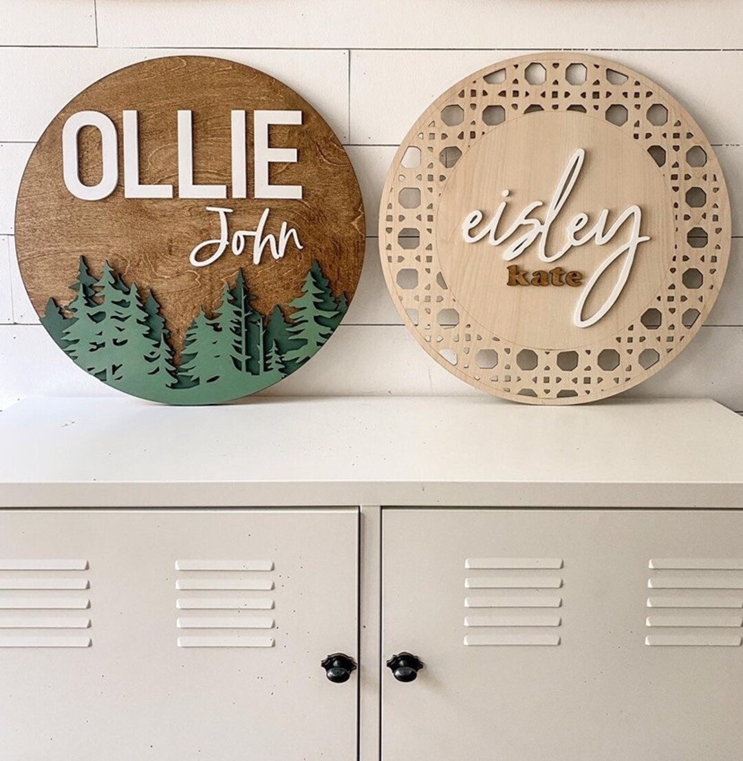 Name Round - Personalized Nursery Sign - Kids Room Sign - Nursery Name ...