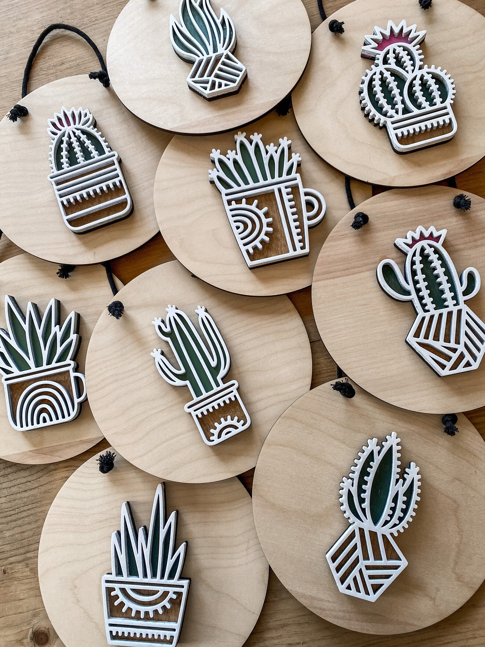 Cactus Round - Layered Sign - Laser Cut Sign - Wooden Round - Cactus ...