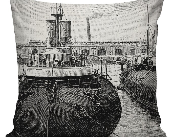 Steampunk Pillow Cover Cotton Canvas Throw Pillow UE0044 18 Inch Square ...