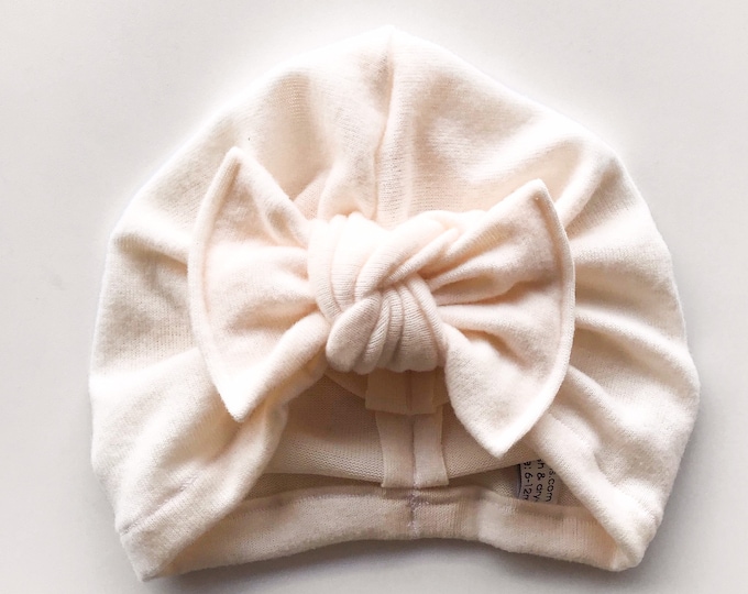 Super Soft Cream Sweater Hat : (knit) W/ Flat Bow - Etsy