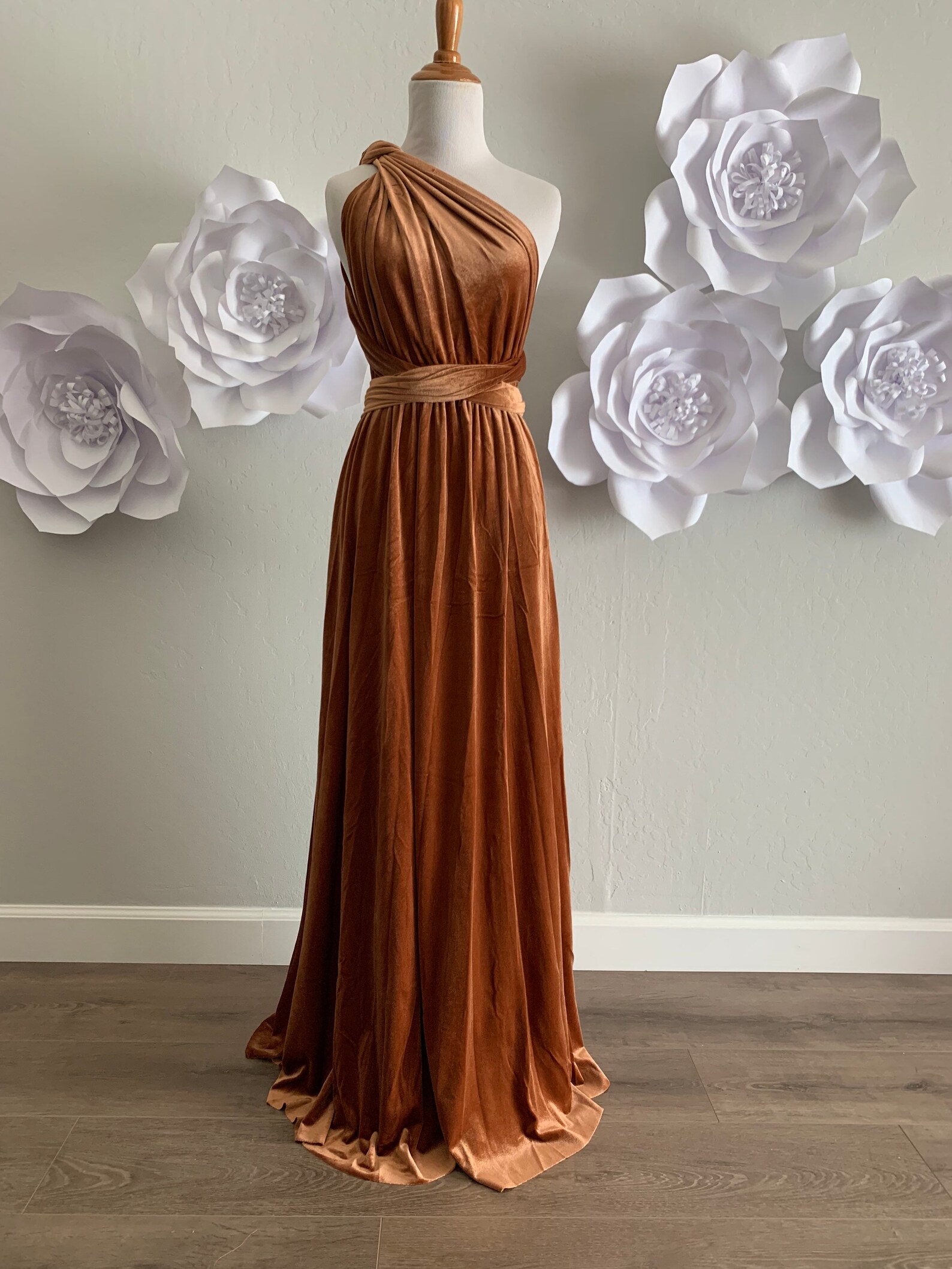 Copper Velvet Dress ,velvet Bridesmaid Dress , Velvet Long Infinity ...
