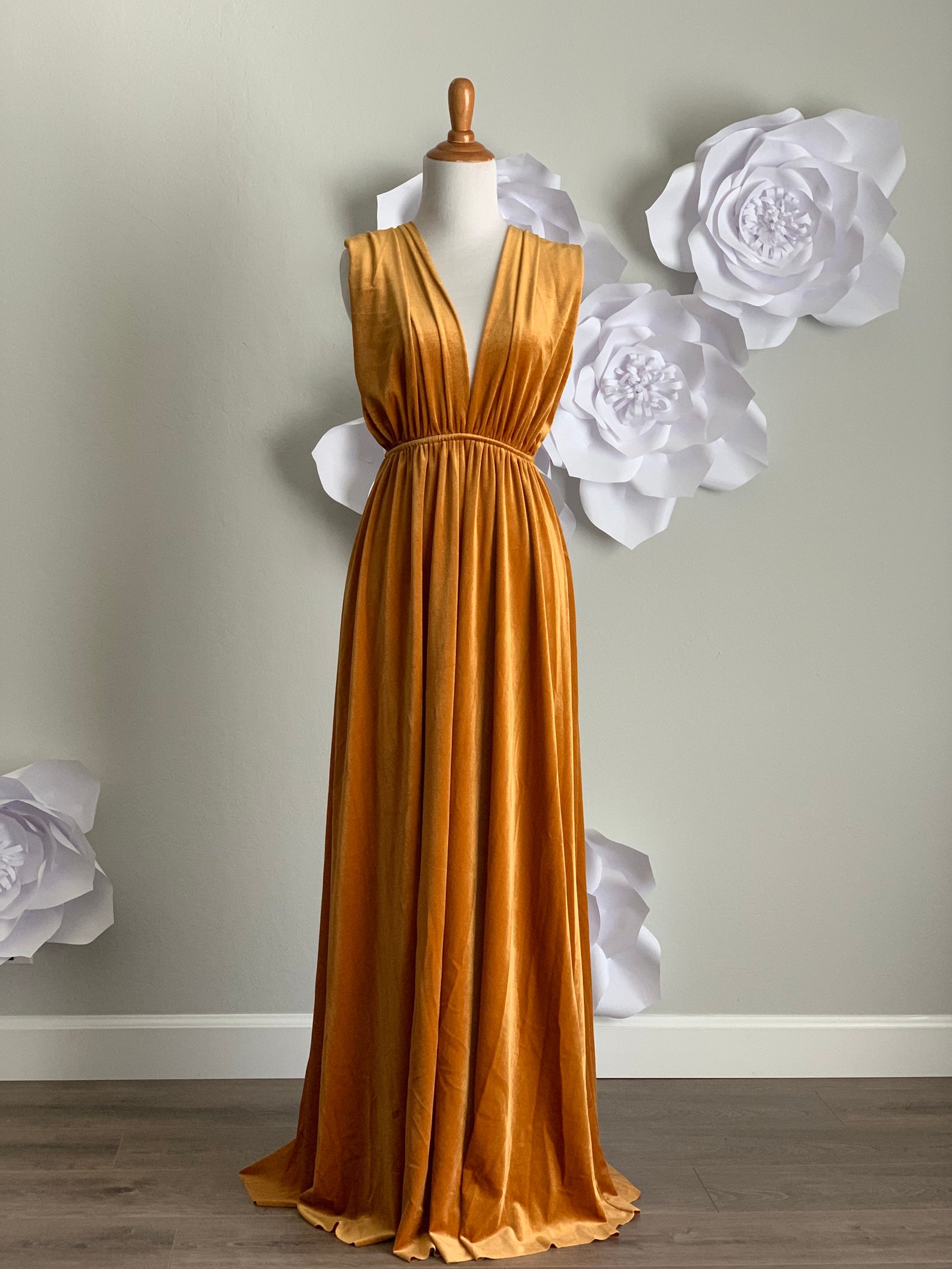 Mustard Velvet Dress velvet Bridesmaid Dress Velvet Long - Etsy